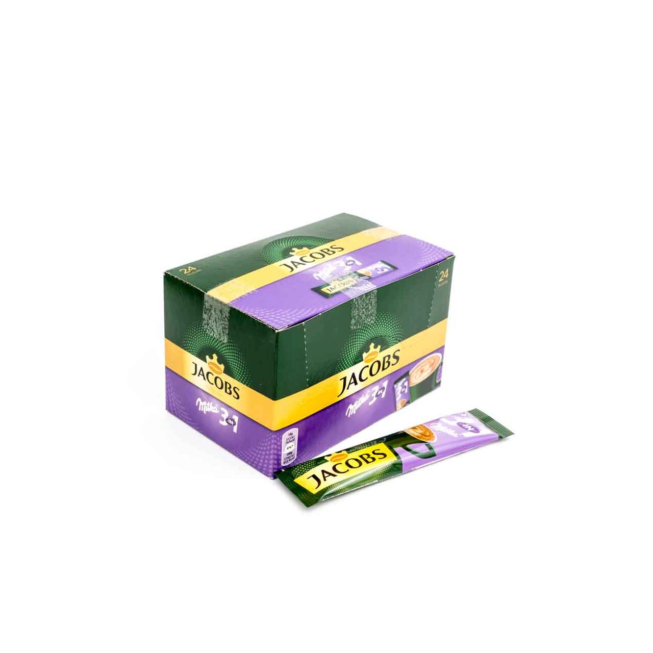 Cafea instant Jacobs 3in1 Milka, 24 plicuri x 18g - zozocafe