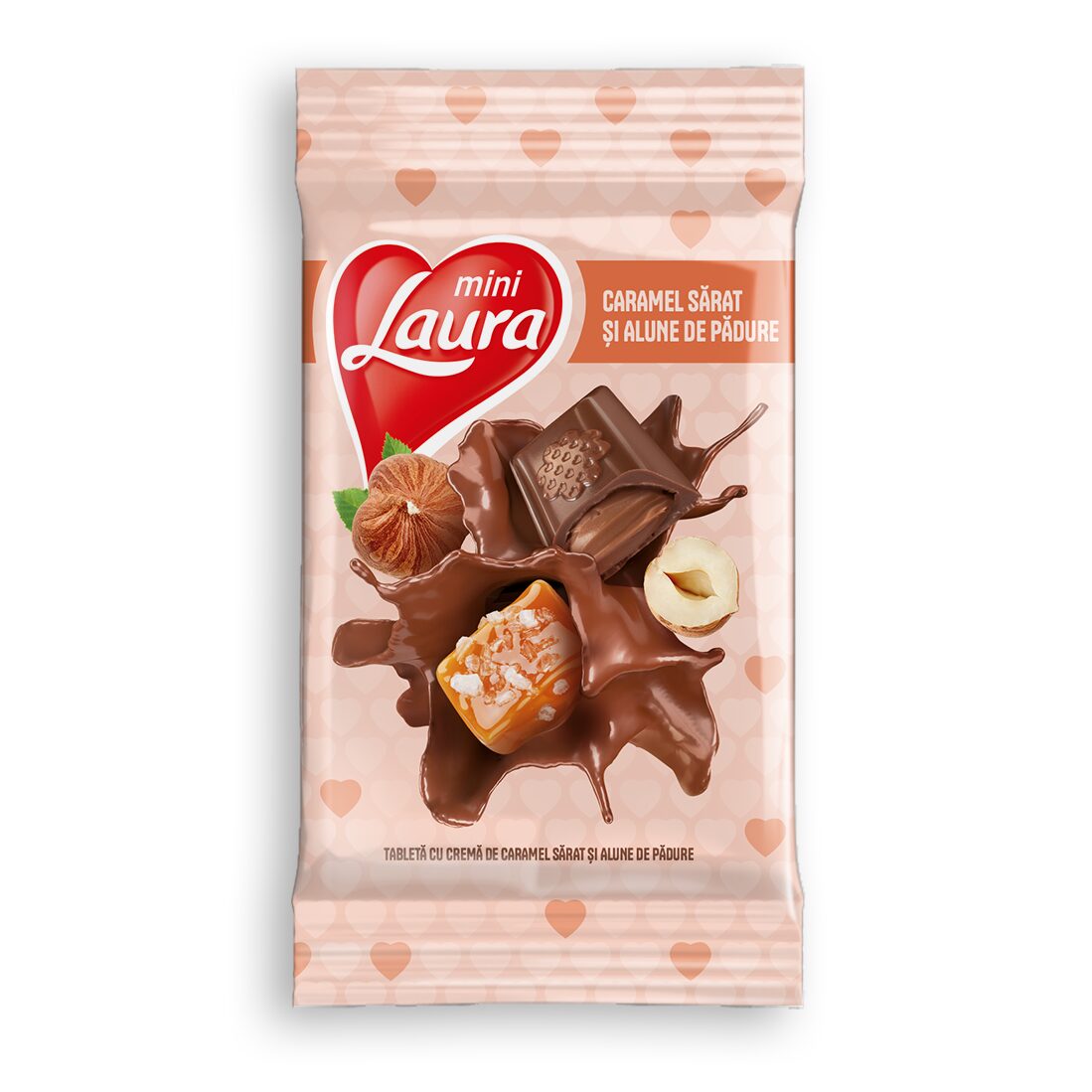 Mini tableta de ciocolata cu caramel sarat si alune de padure, 54,5 g ...
