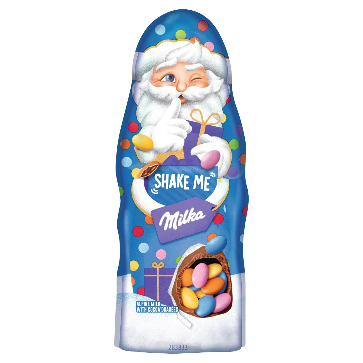 Figurina de ciocolata cu drajeuri Mos Craciun Milka, 61g - zozocafe